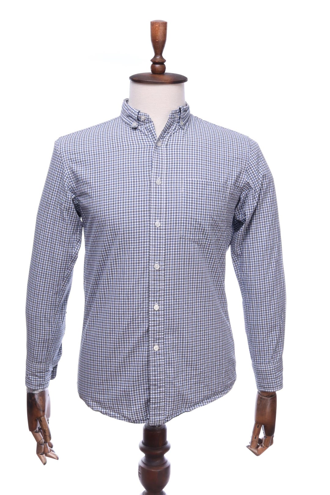 UNIQLO Grey Check Cotton Button-down Shirt M - Etsy