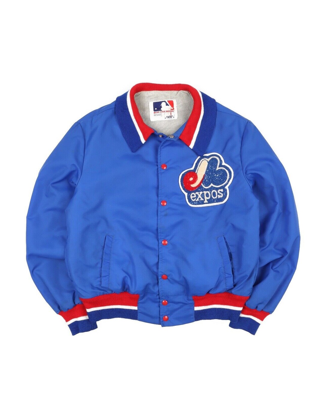 Expos SHAIN Men's Blue Snap Major League Baseball Bomber Jacket Size ...