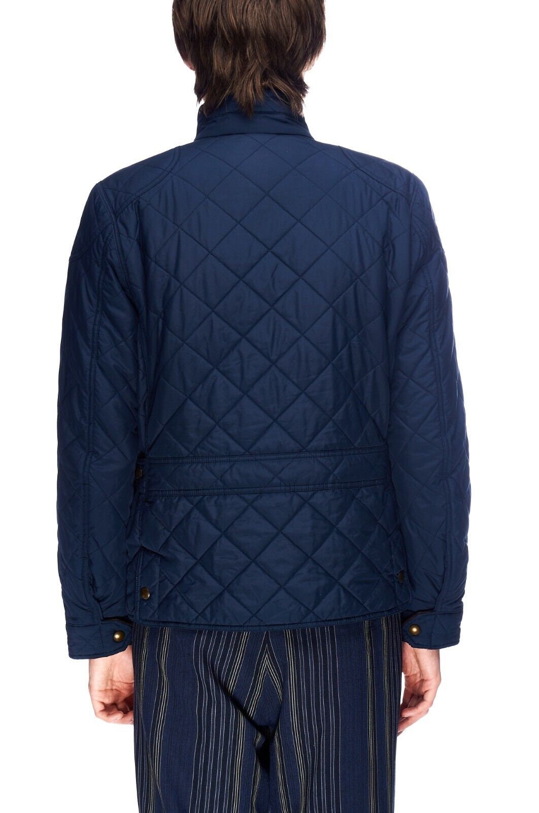 POLO RALPH LAUREN Men's Navy Quilt Jacket Band Collar Size L Authentic ...
