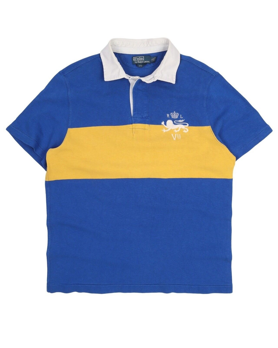 POLO RALPH LAUREN Men's Blue Yellow Cotton Polo Shirt Size L Authentic ...