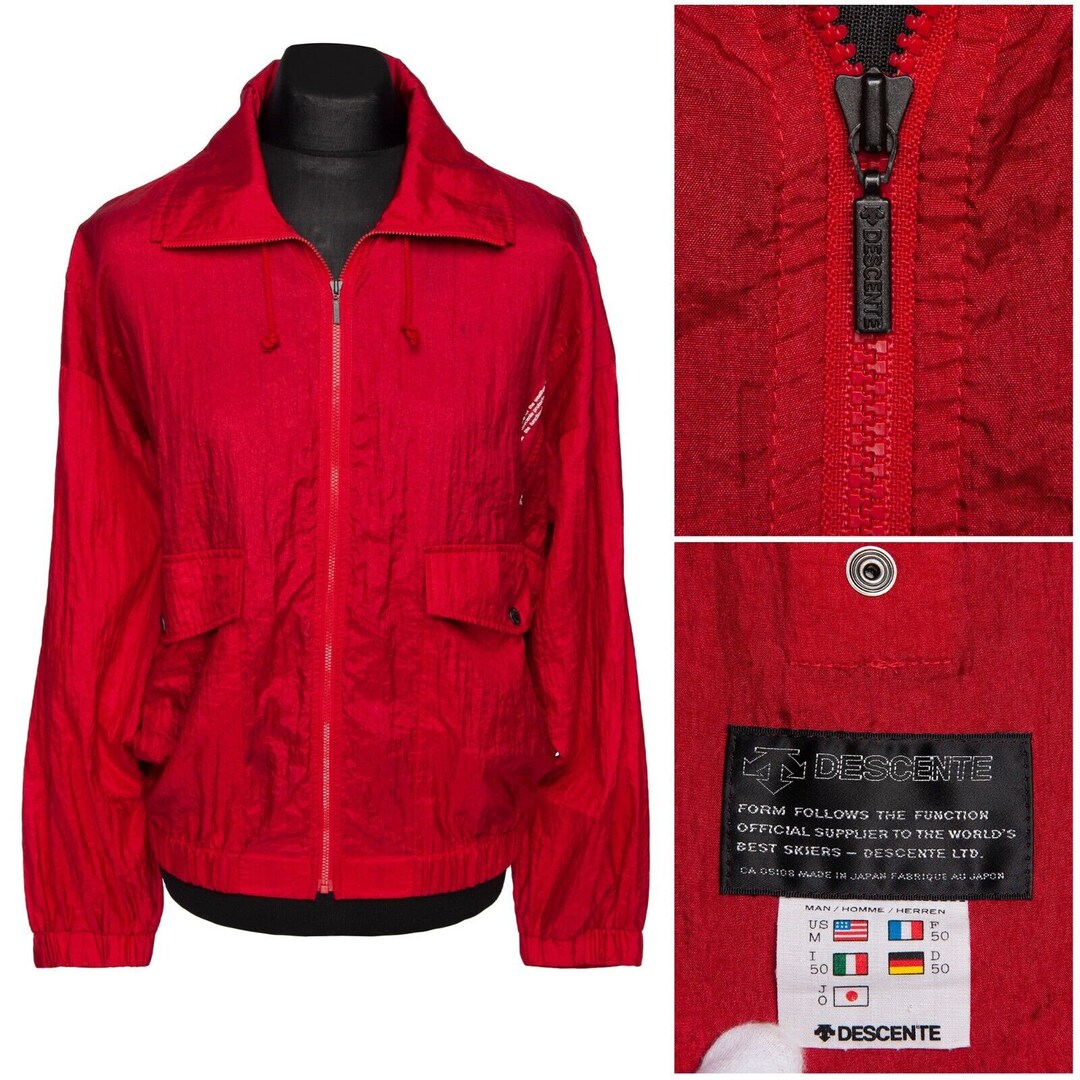 DESCENTE Jacket Red Nylon Men's Windbreaker Two in One - Etsy