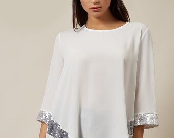 White Sequin Top - Etsy