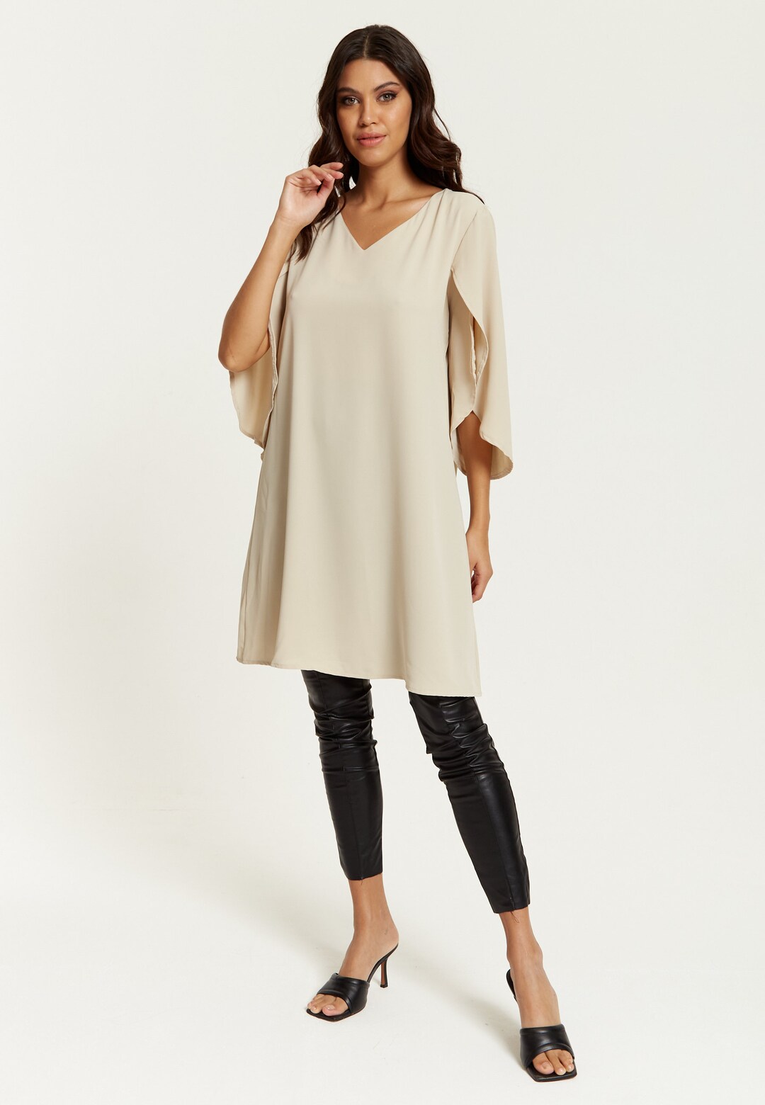 Oversized V Neck Tunic Top With Split Sleeves, V Neck Tops, Tunic ...