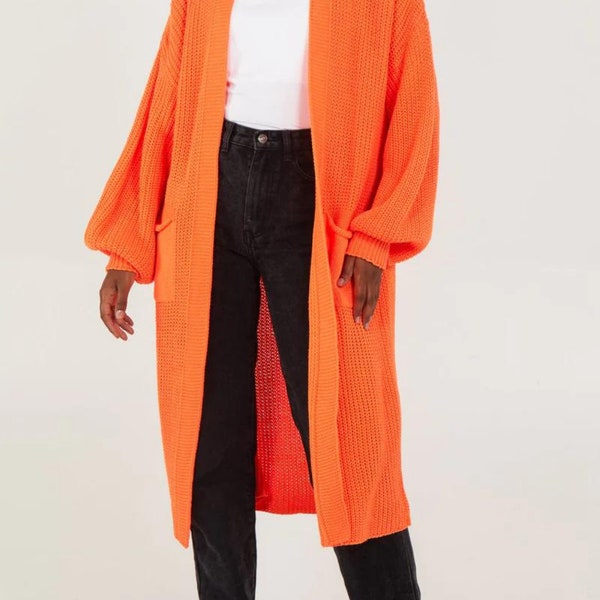 Orange Cardigan - Etsy