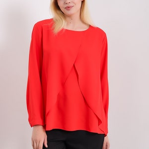 Layered Long Sleeve Top, Office Work Wear, Casual Wear, Round Neck ...