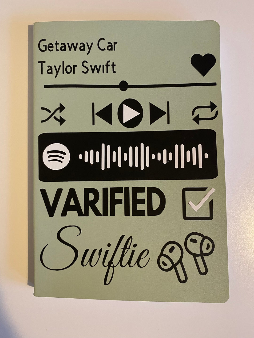 Taylor Swift Spotify Notepad Personalised Spotify Code A5 - Etsy UK