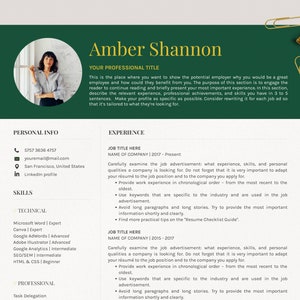 Modern Resume Template, Googledocs, Word, Apple Pages, Professional CV ...