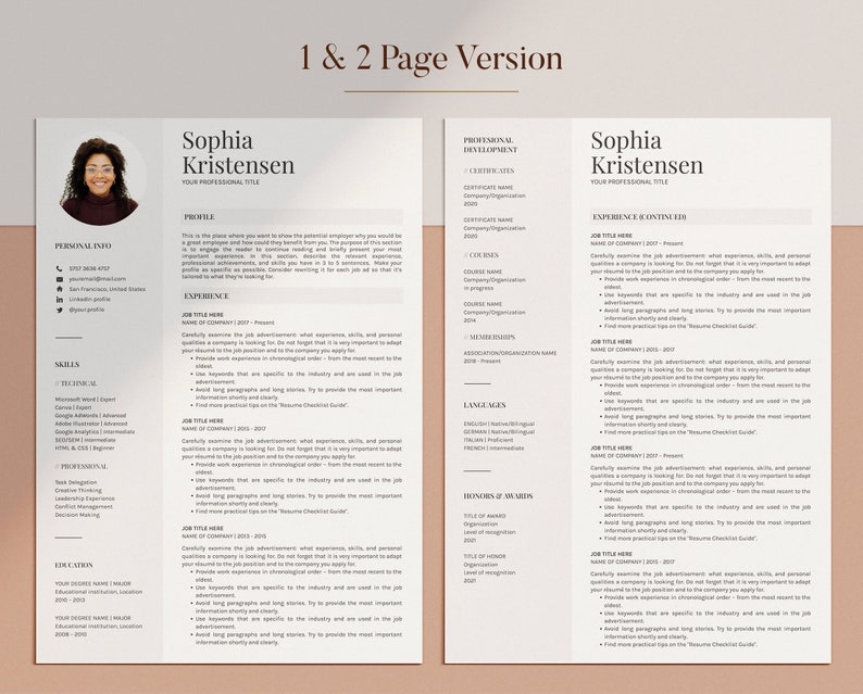 Simple Executive Resume Template Word, CV Template Modern with Photo ...