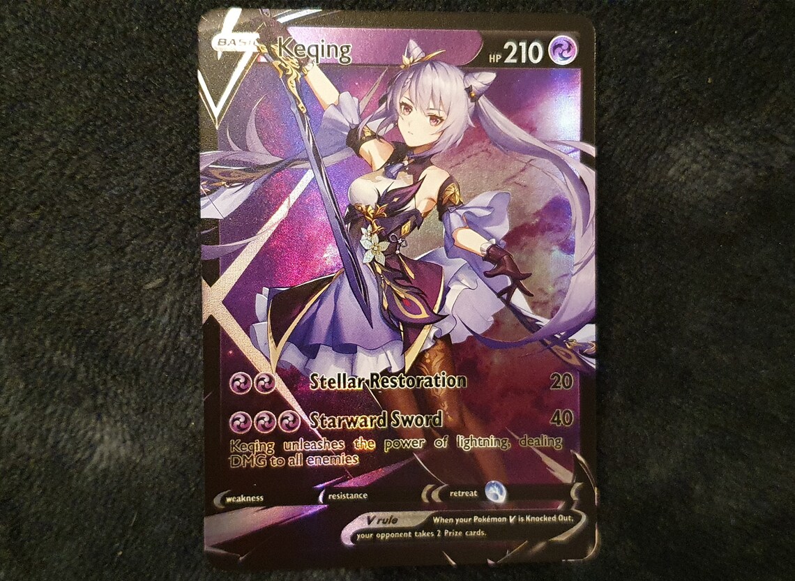 Fanmade Keqing V-Card Genshin Impact Holographic card - Etsy France
