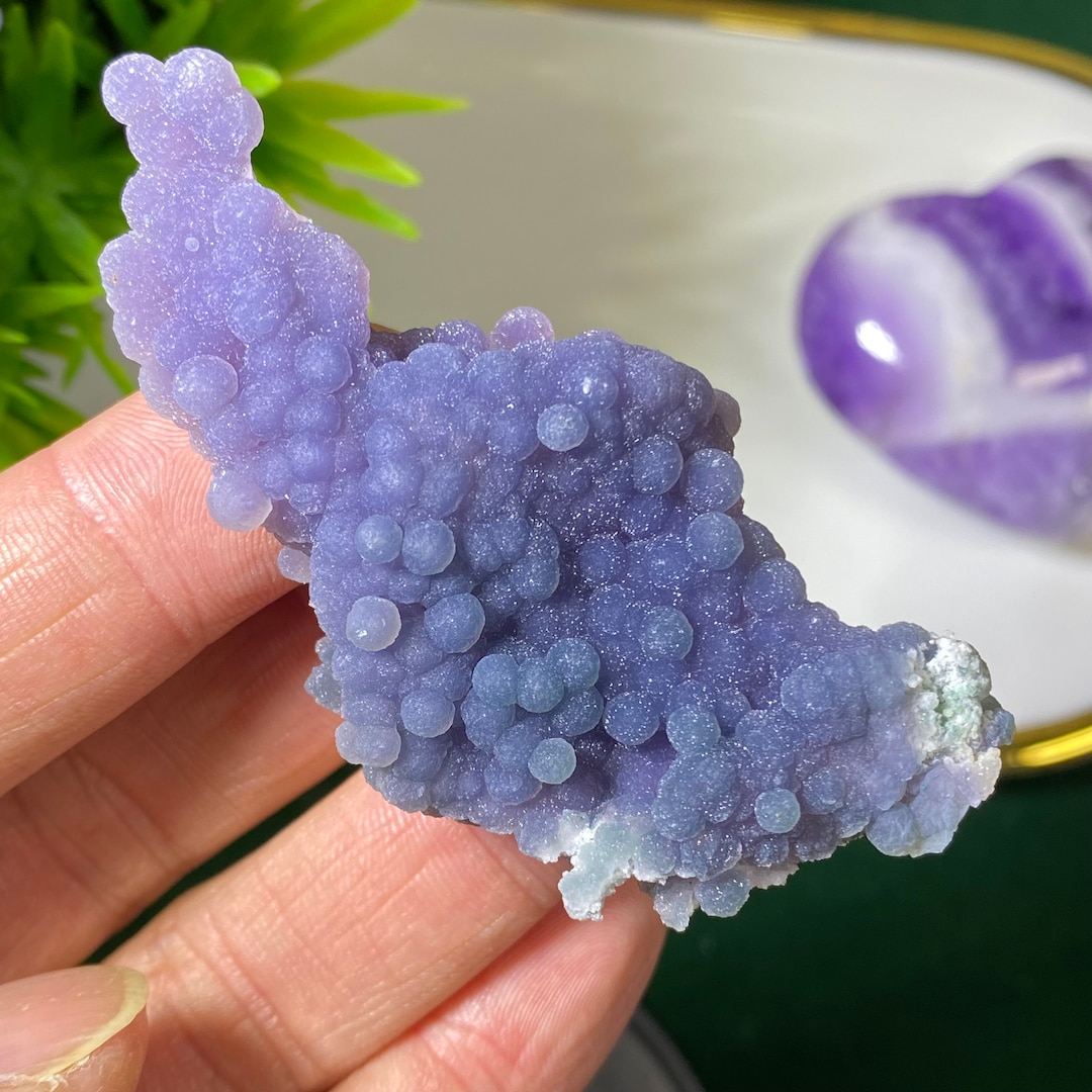 Natural High Quality Purple Grape Agate Cluster, Raw Grape Agate Specimen, Green With Purple ...