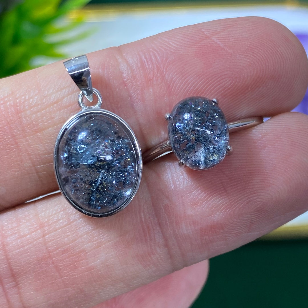 Natural Blue Sandstone Ringblue Sandstone Pendantnatural Crystal Ring ...