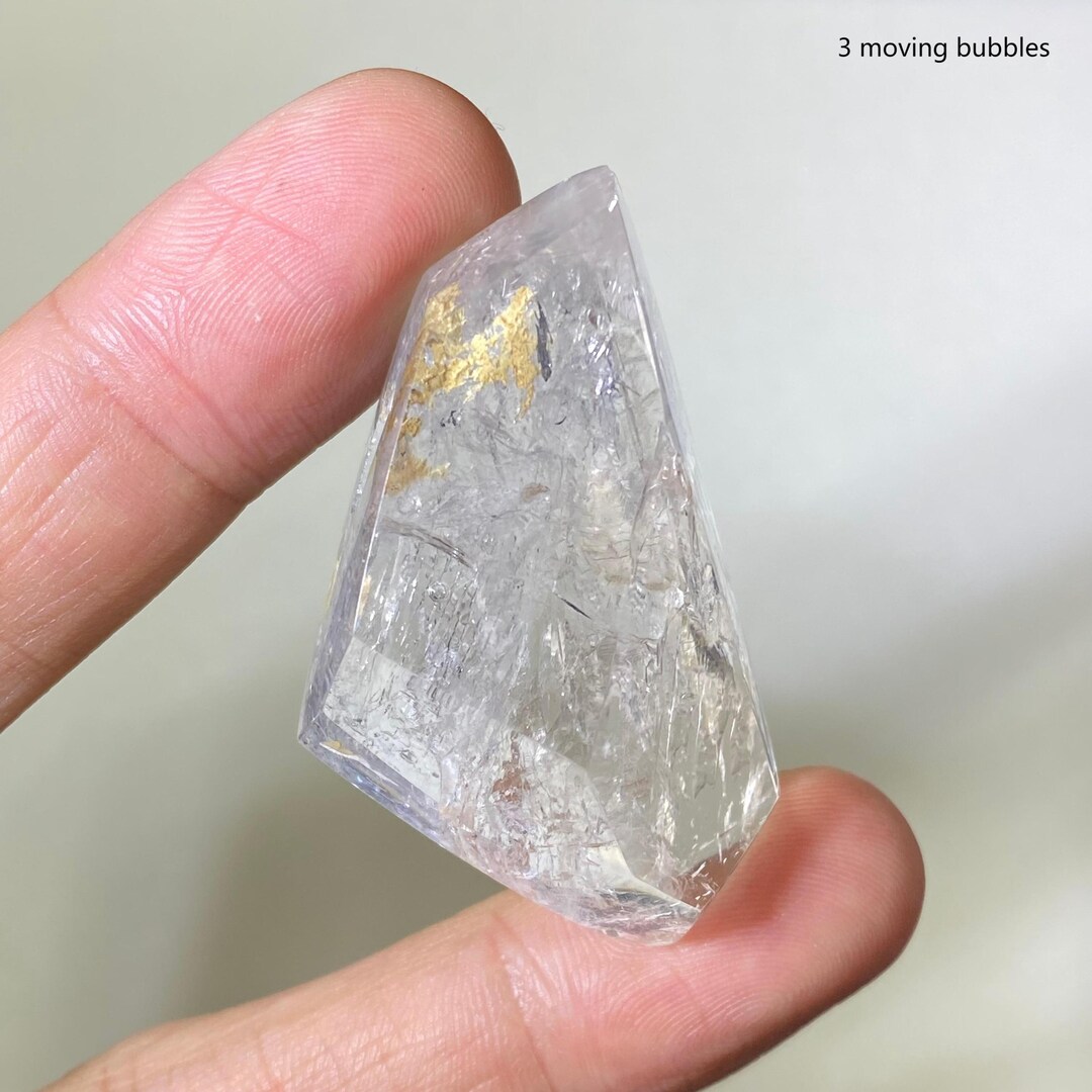 Natural Enhydro Quartz, 3 Moving Bubbles, Polished Enhydro Crystal Free ...