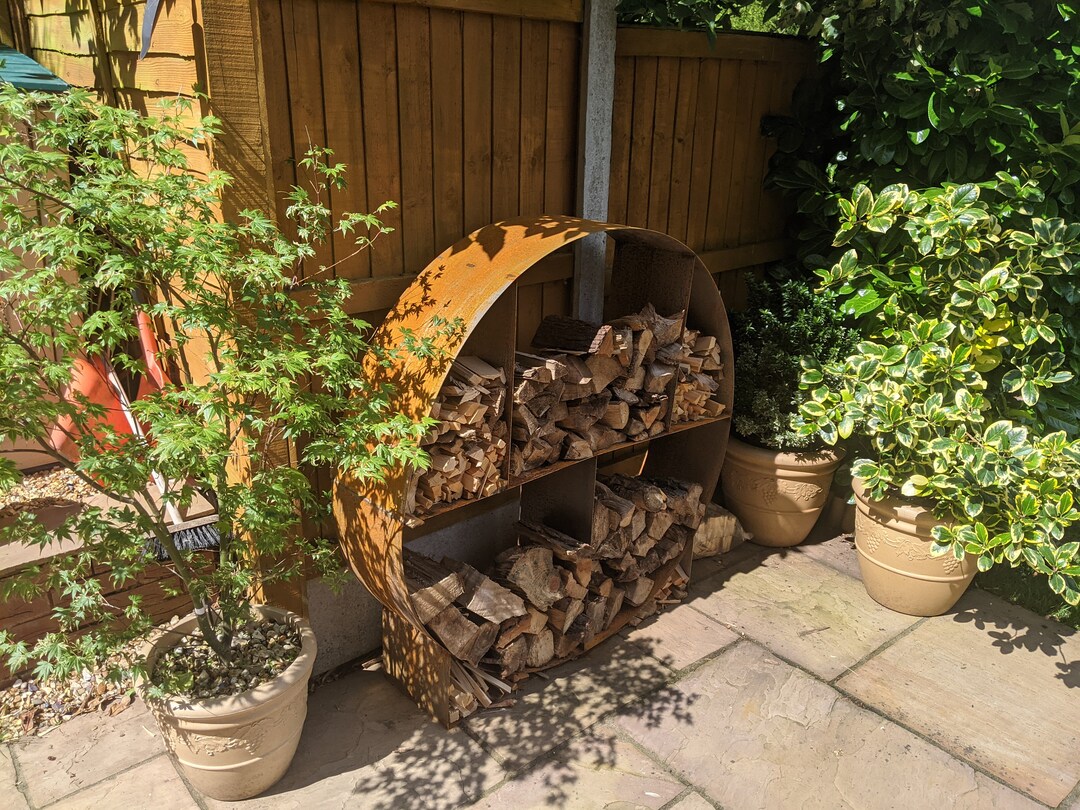 Rustic/black Coated Ornate Log Store - Etsy UK