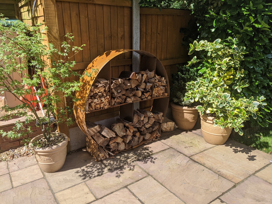 Rustic/black Coated Ornate Log Store - Etsy UK