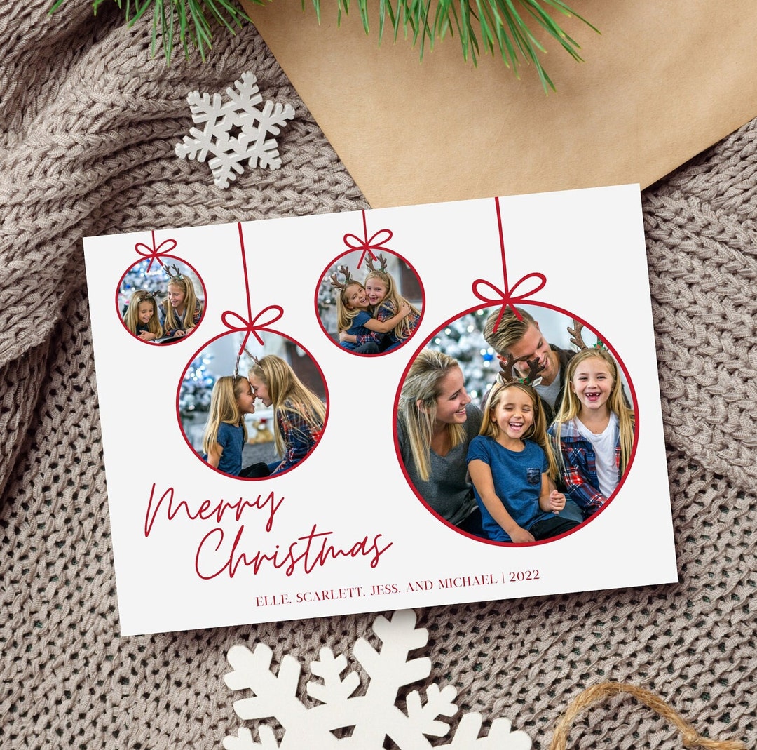 Fun, Ornament Editable Christmas Card 4x6 and 5x7 Holiday Card Template ...