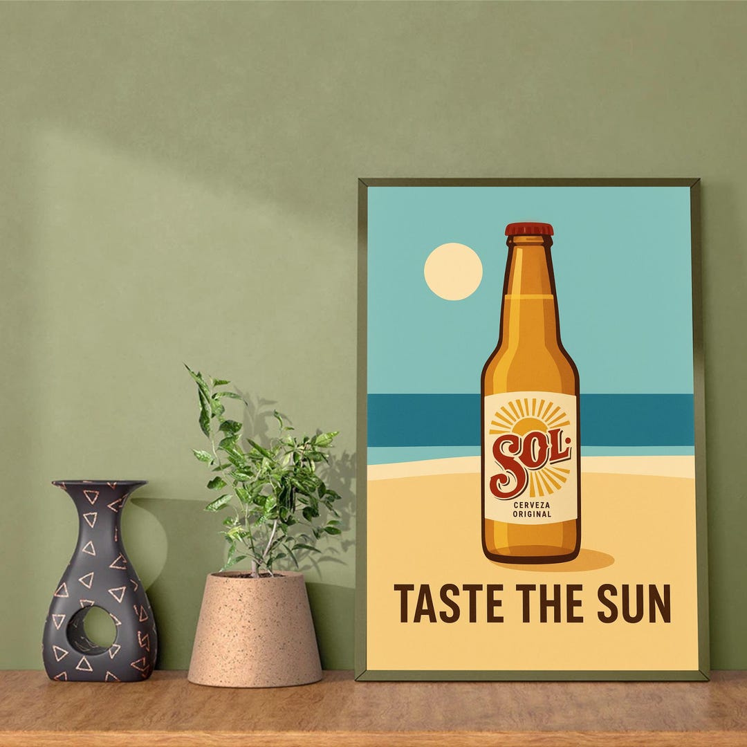 Sol Poster - Modern Wall Art - Sol Print - Beer Poster - Etsy