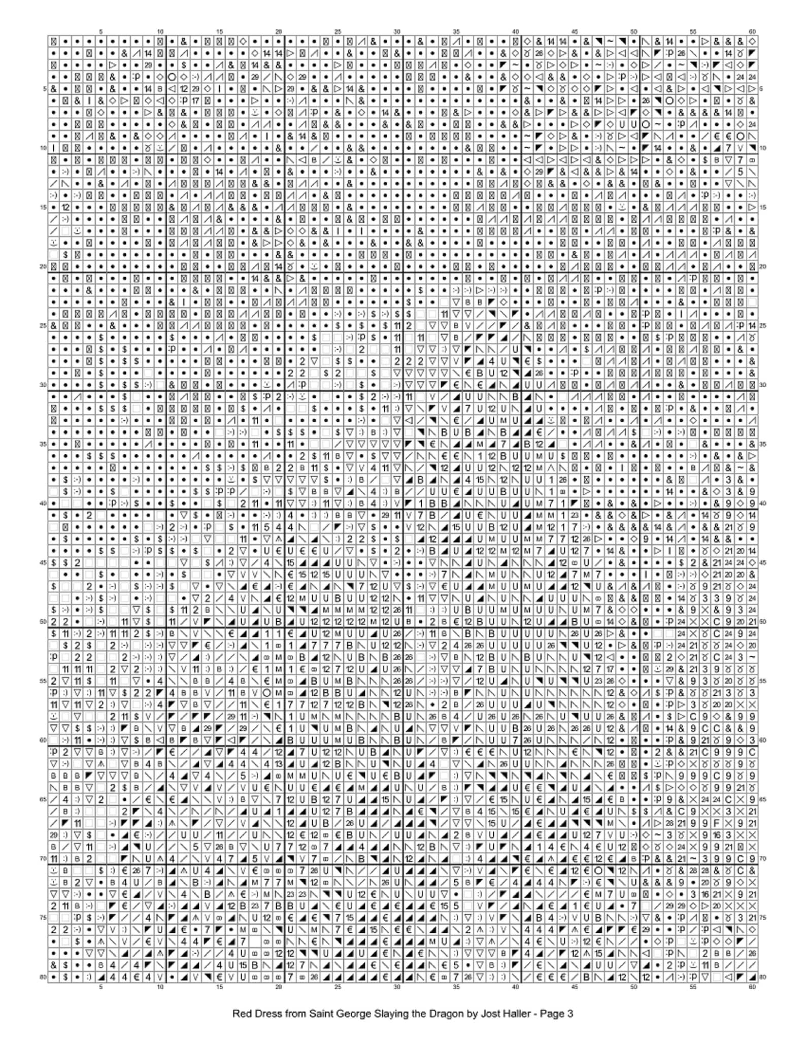 Medieval Cross Stitch Pattern of Saint George Slaying the Dragon (the ...