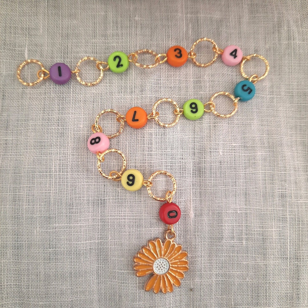 Row Counter Chain Colorful Gold, Knitting Row Counter Knitting Crochet ...