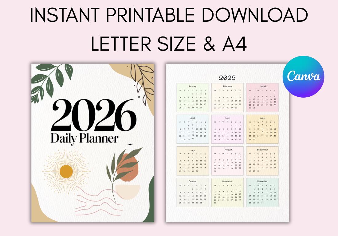 2026 Daily Planner Printable | Full Year Productivity Planner | Daily ...