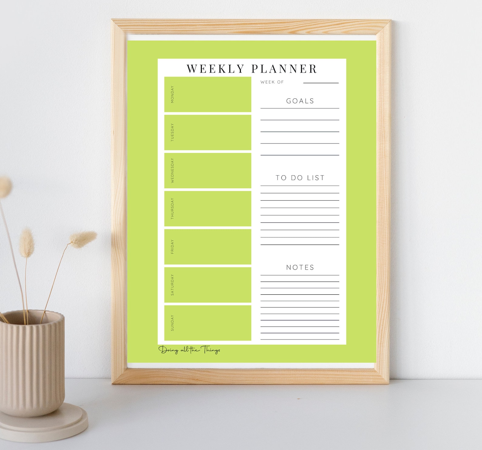 Minimalistic Green Weekly Planner - Etsy