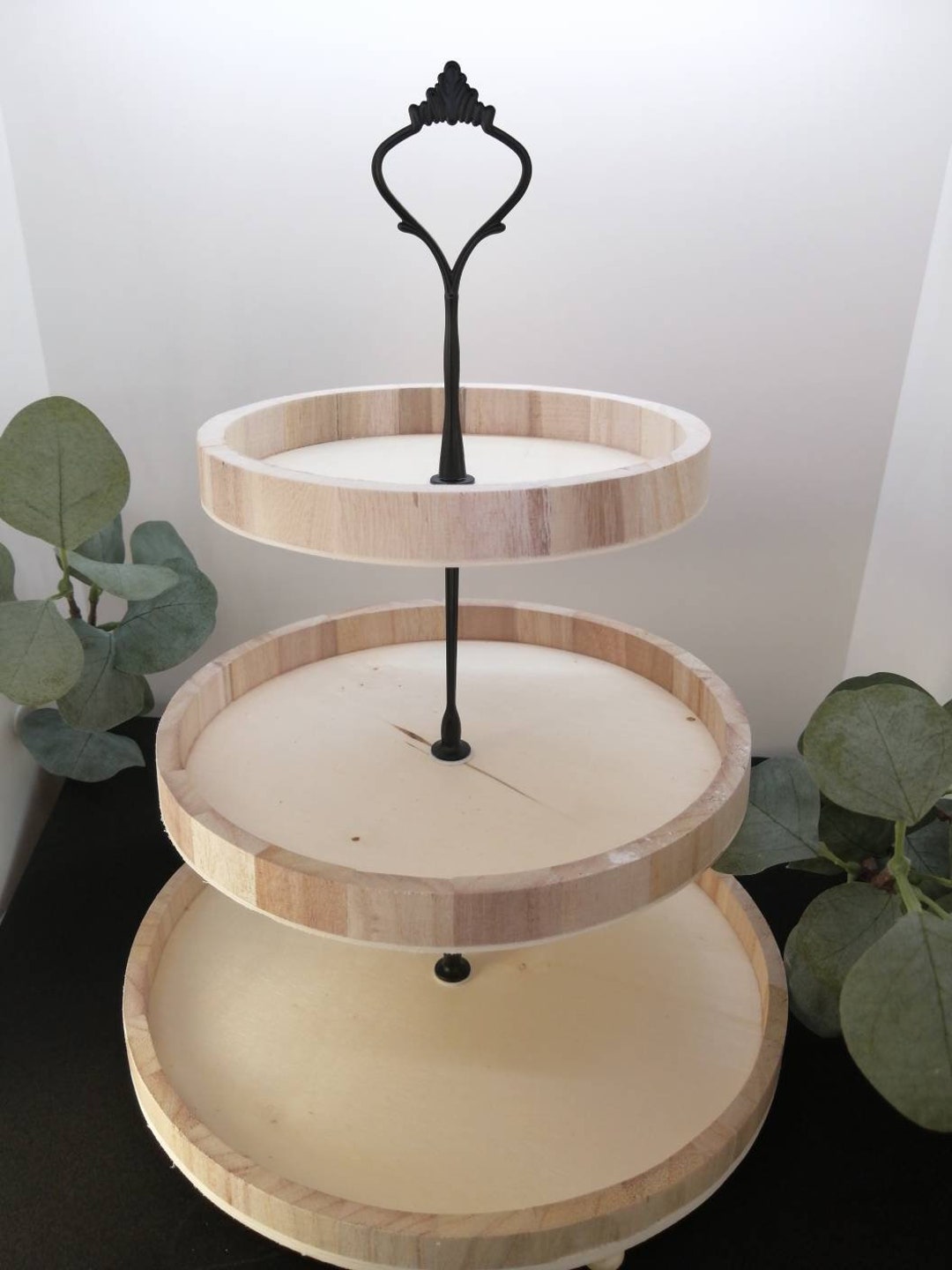 Cake Stand, Wood, 3 Tiers, Natural, or for Crafting, Decoupage ...