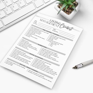 Real Estate Listing Management Checklist, Realtor Checklist, Listing to ...