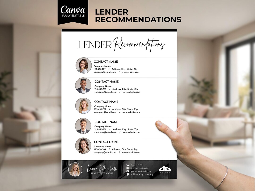 Mortgage Lender Recommendation List, Trusted Lenders Flyer, Real Estate ...