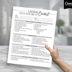 Real Estate Listing Management Checklist, Realtor Checklist, Listing to ...