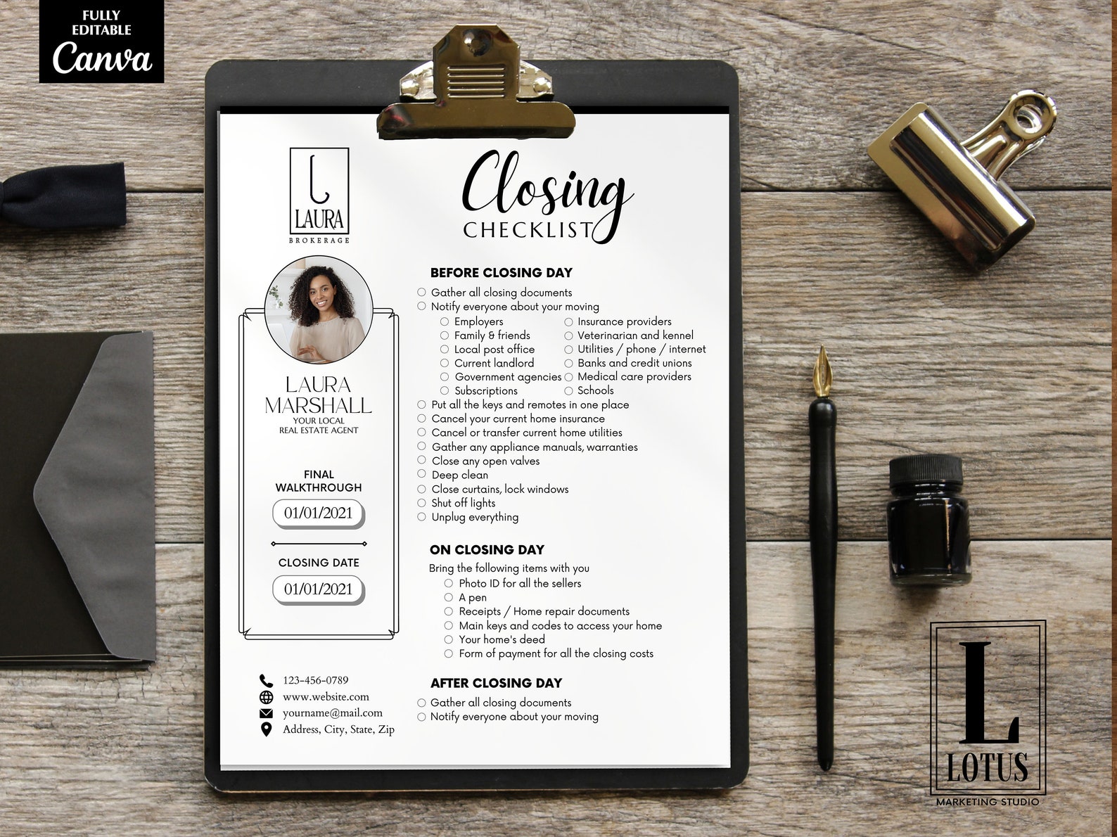 Closing Checklist, Real Estate Templates, Real Estate Checklist, Seller ...