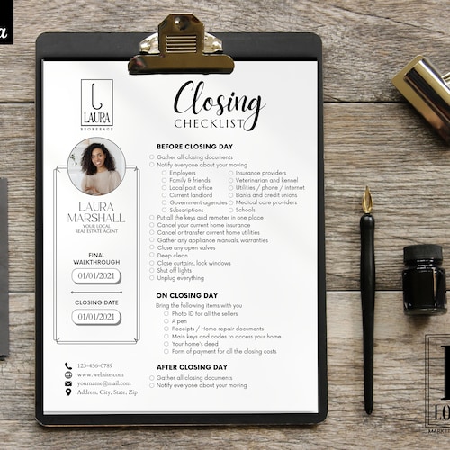 Closing Checklist Real Estate Checklist Seller Closing Day - Etsy