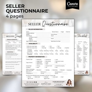 Seller Questionnaire, Real Estate Client Intake Form, Seller Survey ...