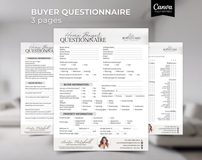 Real Estate Buyer Questionnaire Client Questionnaire Form Buyer ...