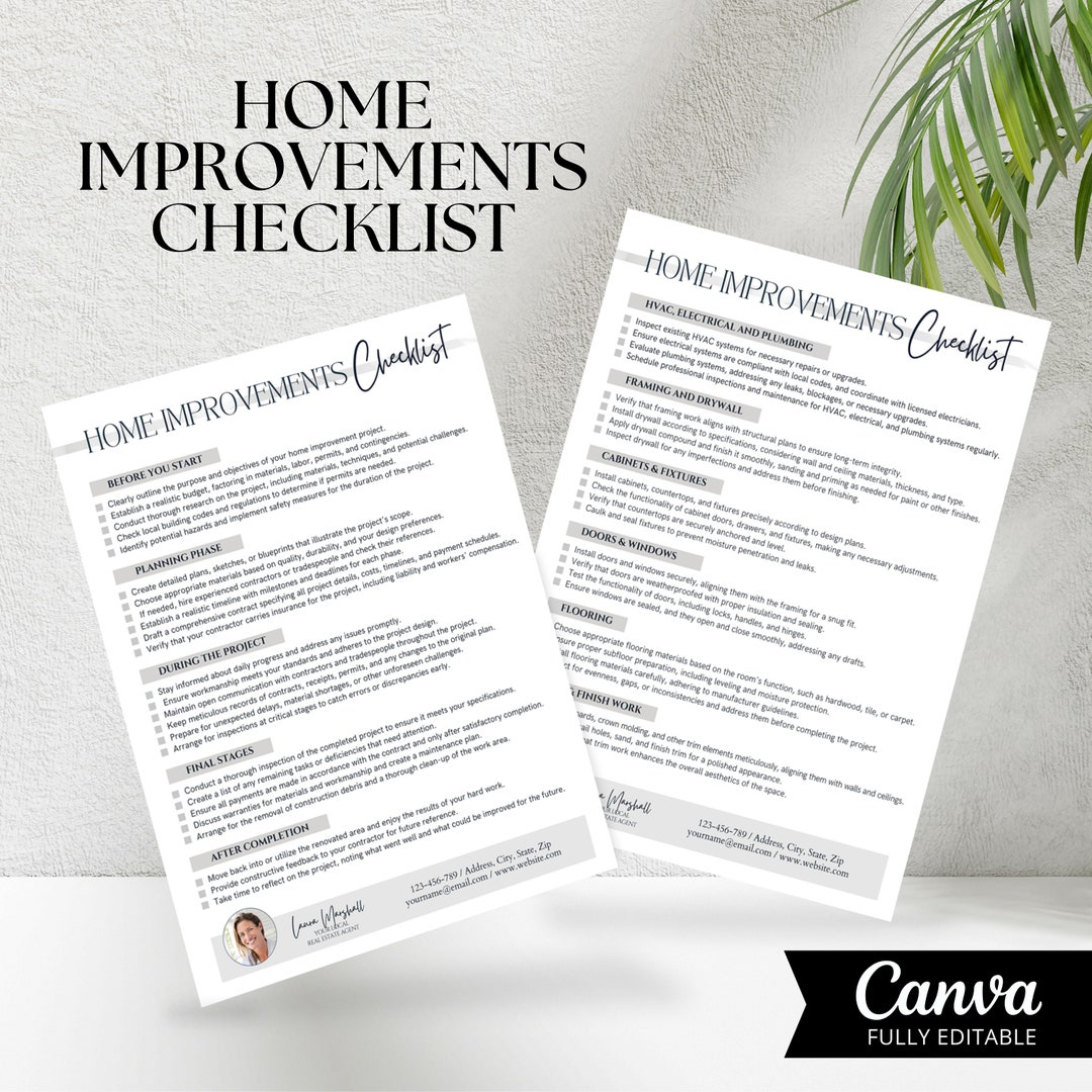 Home Improvements Checklist, Real Estate Marketing, Realtor Farming ...