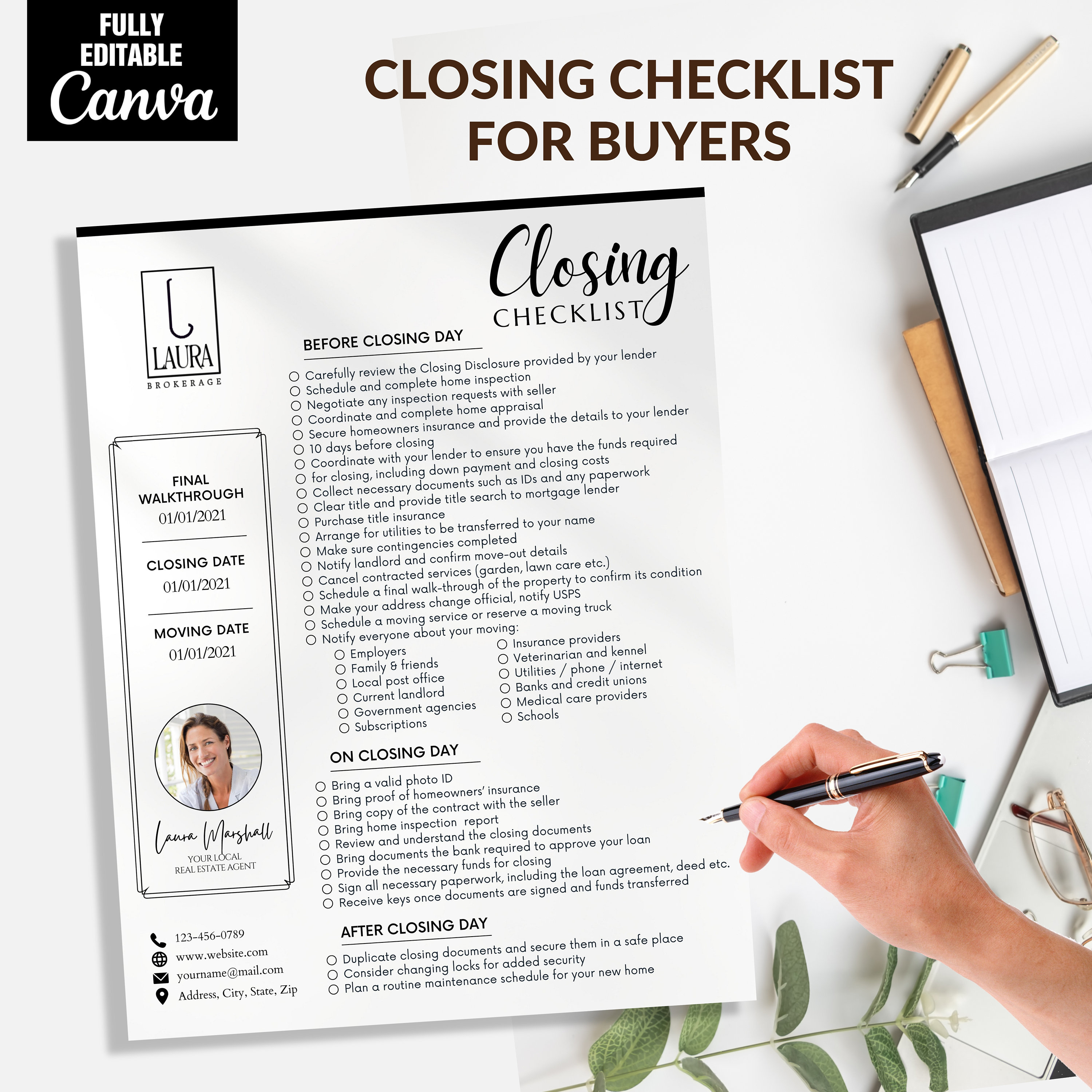 Real Estate Closing Checklist for Buyers, Closing Tracker, Buyer ...
