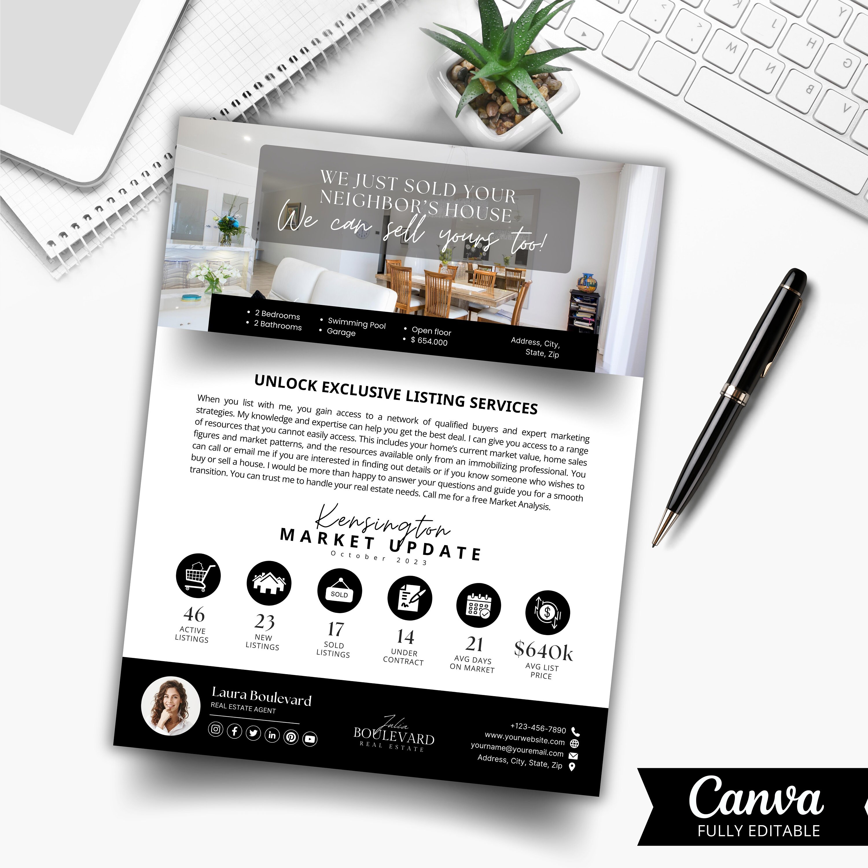 Market Update Flyer, Real Estate Lead Letter, Just Sold Flyer Template ...