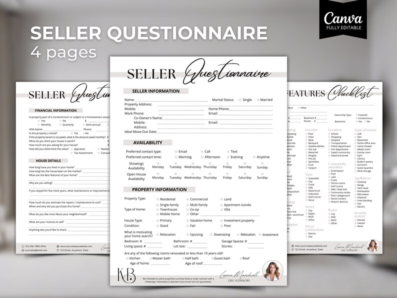 Seller Questionnaire, Real Estate Client Intake Form, Seller Survey ...
