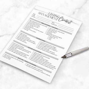 Real Estate Listing Management Checklist, Realtor Checklist, Listing to ...