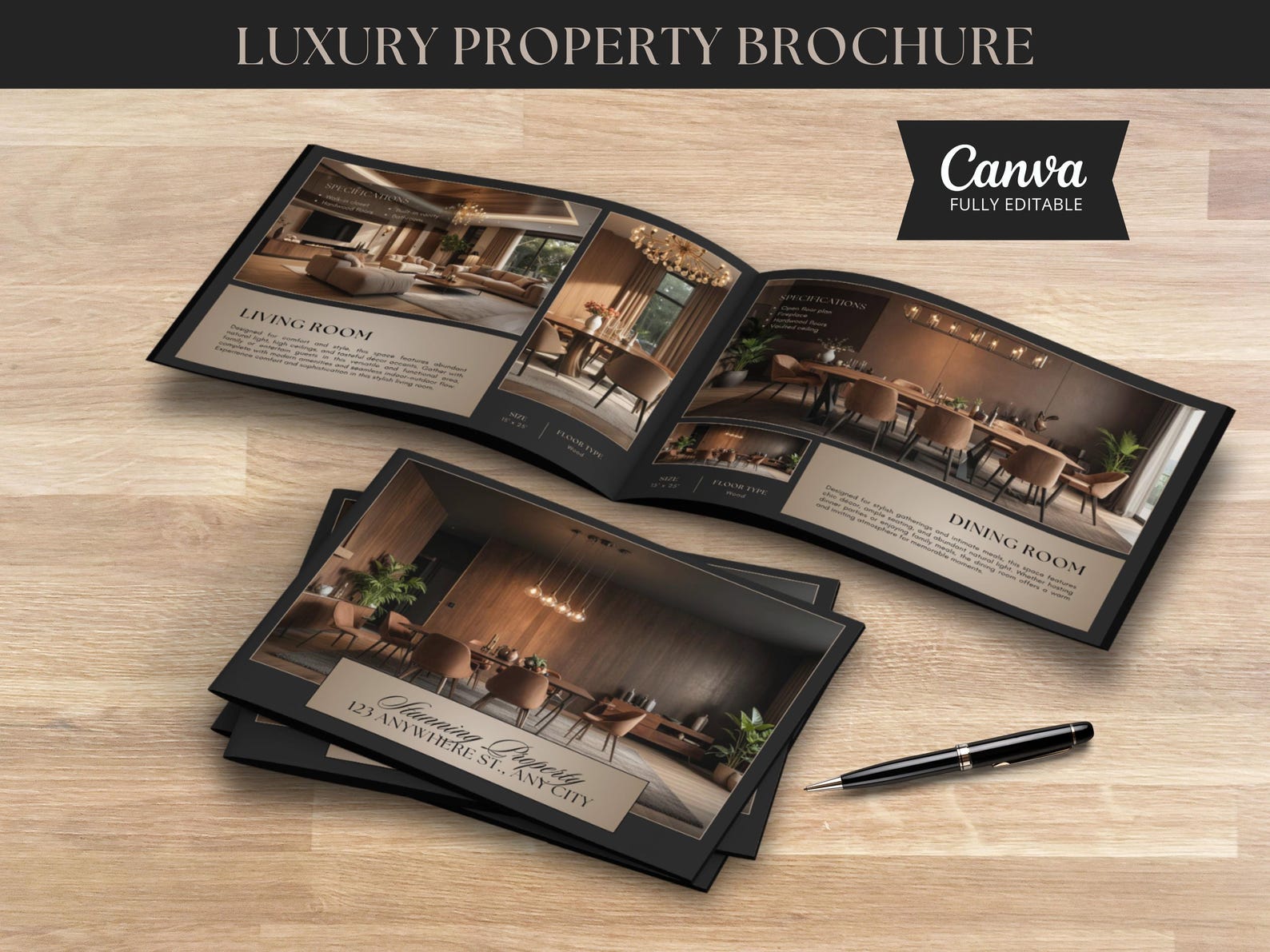 Luxury Black Real Estate Brochure Landscape Property Brochure Listing ...