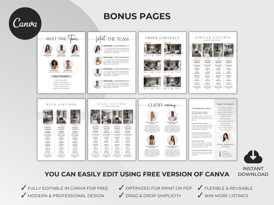 CMA Real Estate, CMA Template, CMA Packet, Listing Presentation, Real ...