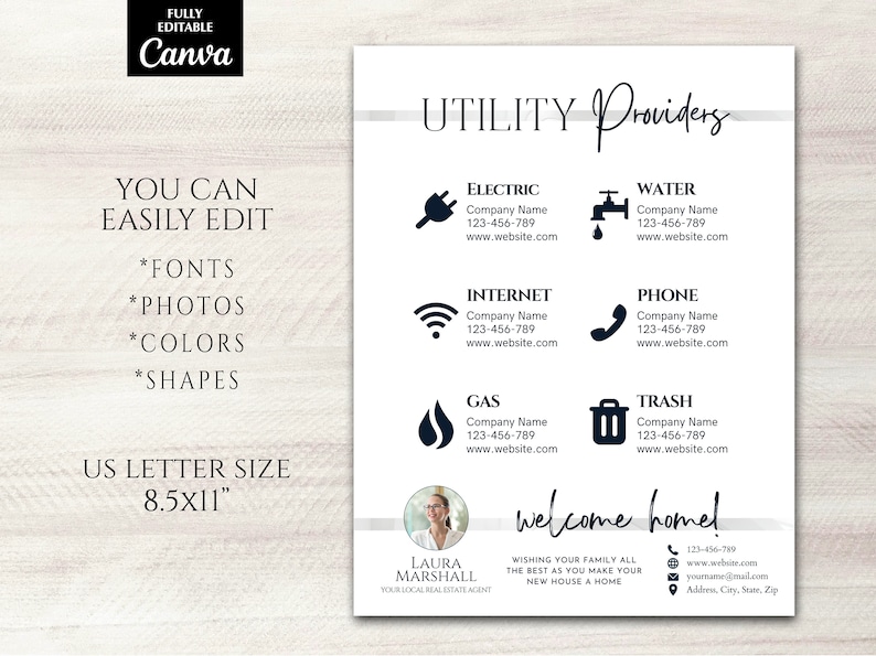 Utility Providers List Flyer Utility Recommendations Real - Etsy