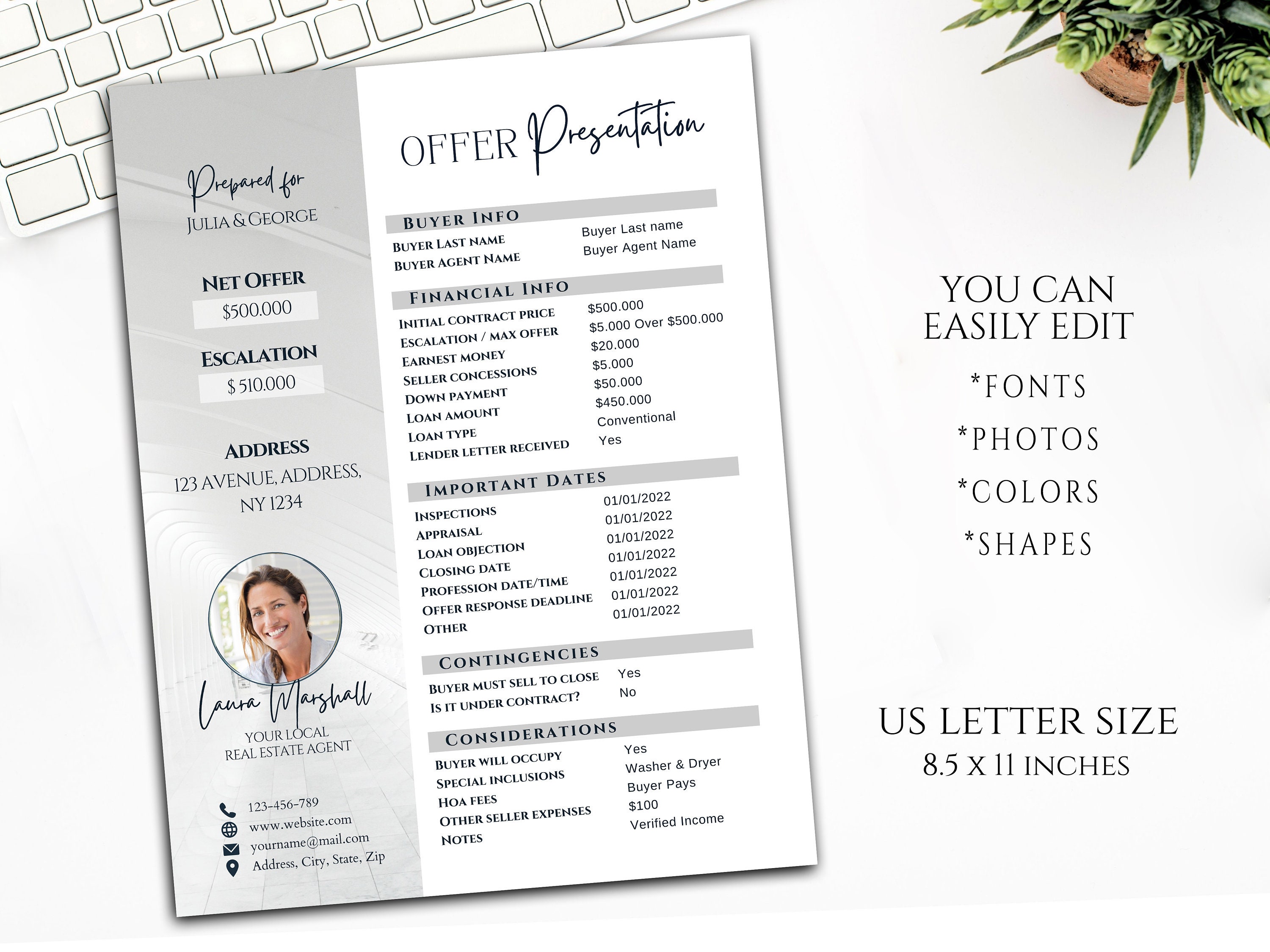 Multiple Offer Spreadsheet Offer Summary Offers - Etsy