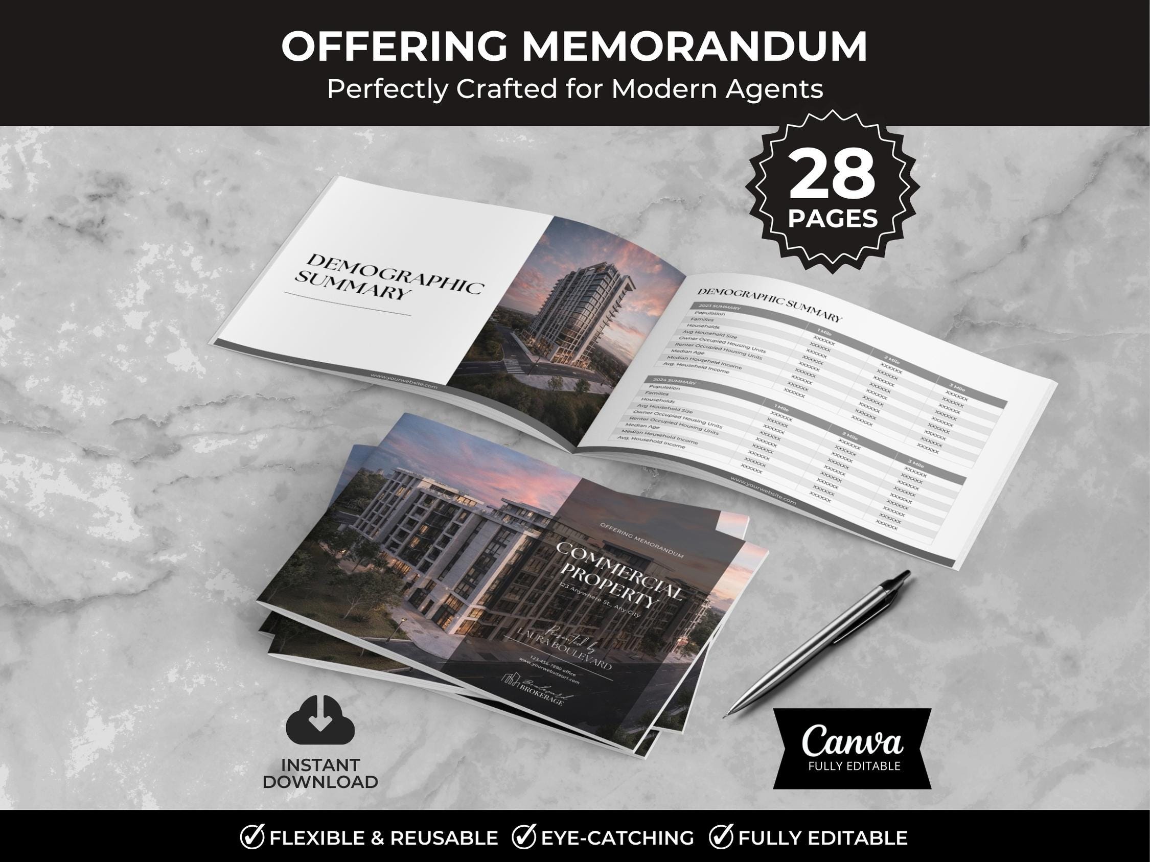Offering Memorandum Template, Canva, Commercial Real Estate, Property ...
