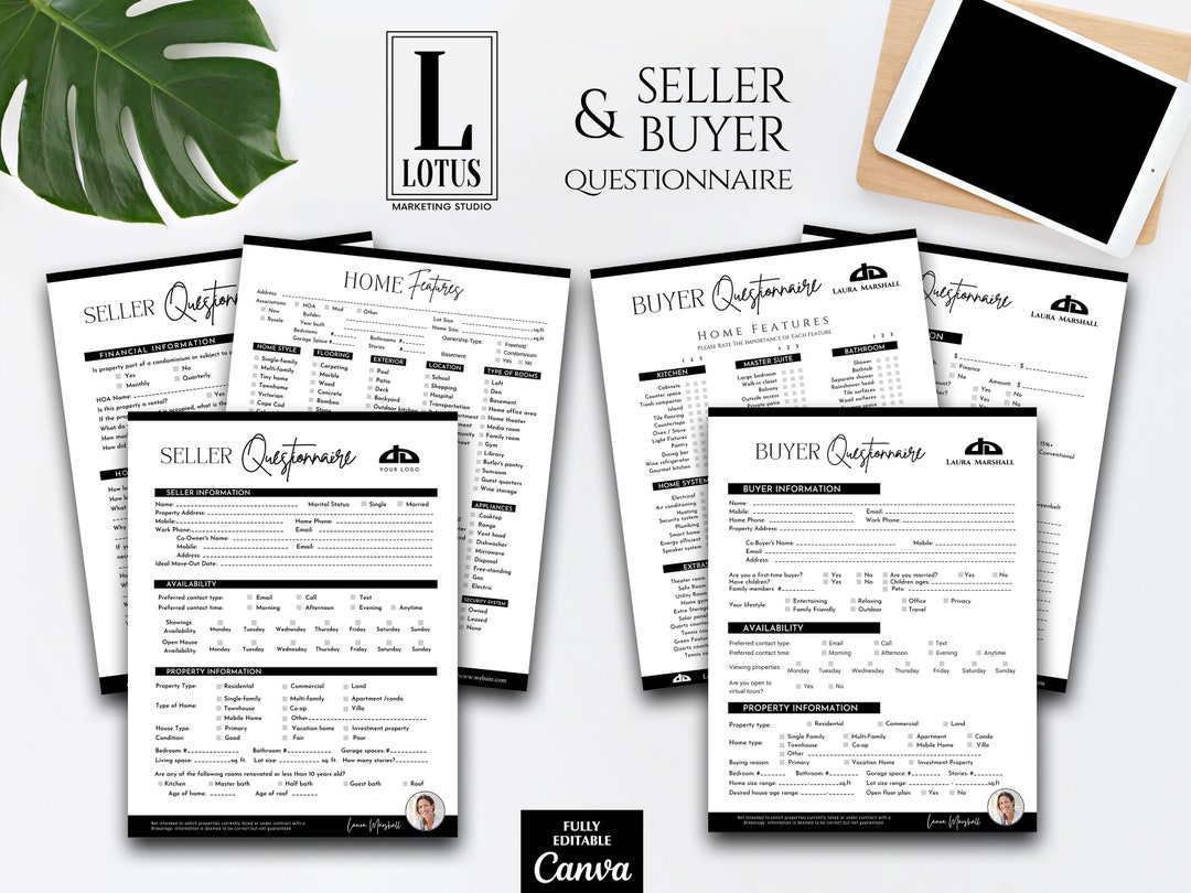Buyer & Seller Questionnaire, Seller, Buyer Consultation Questionnaire ...