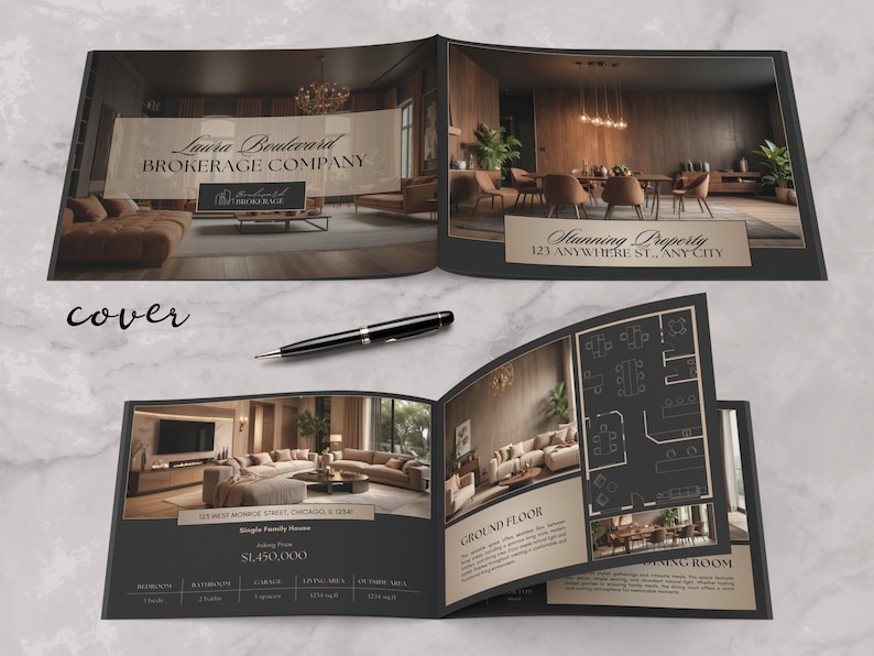 Luxury Black Real Estate Brochure Landscape Property Brochure Listing ...