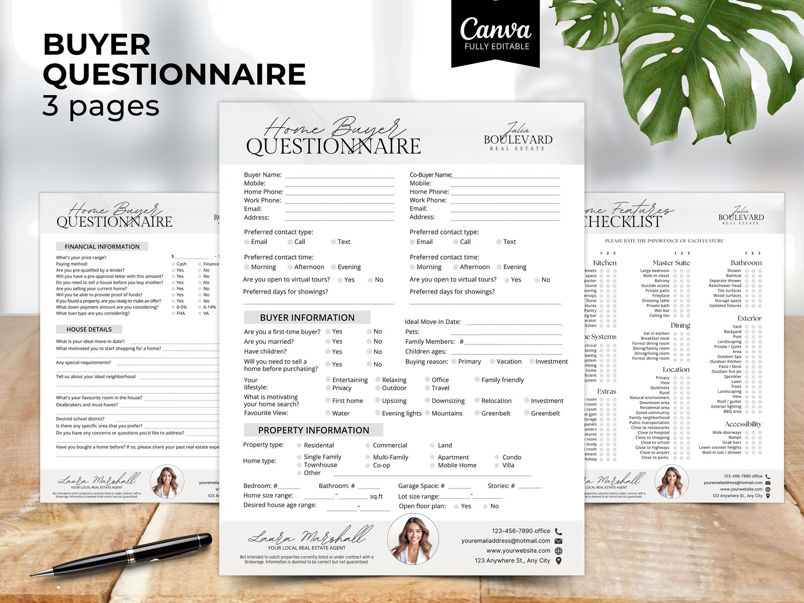 Buyer Questionnaire Real Estate Client Intake Form Realtor Clients ...