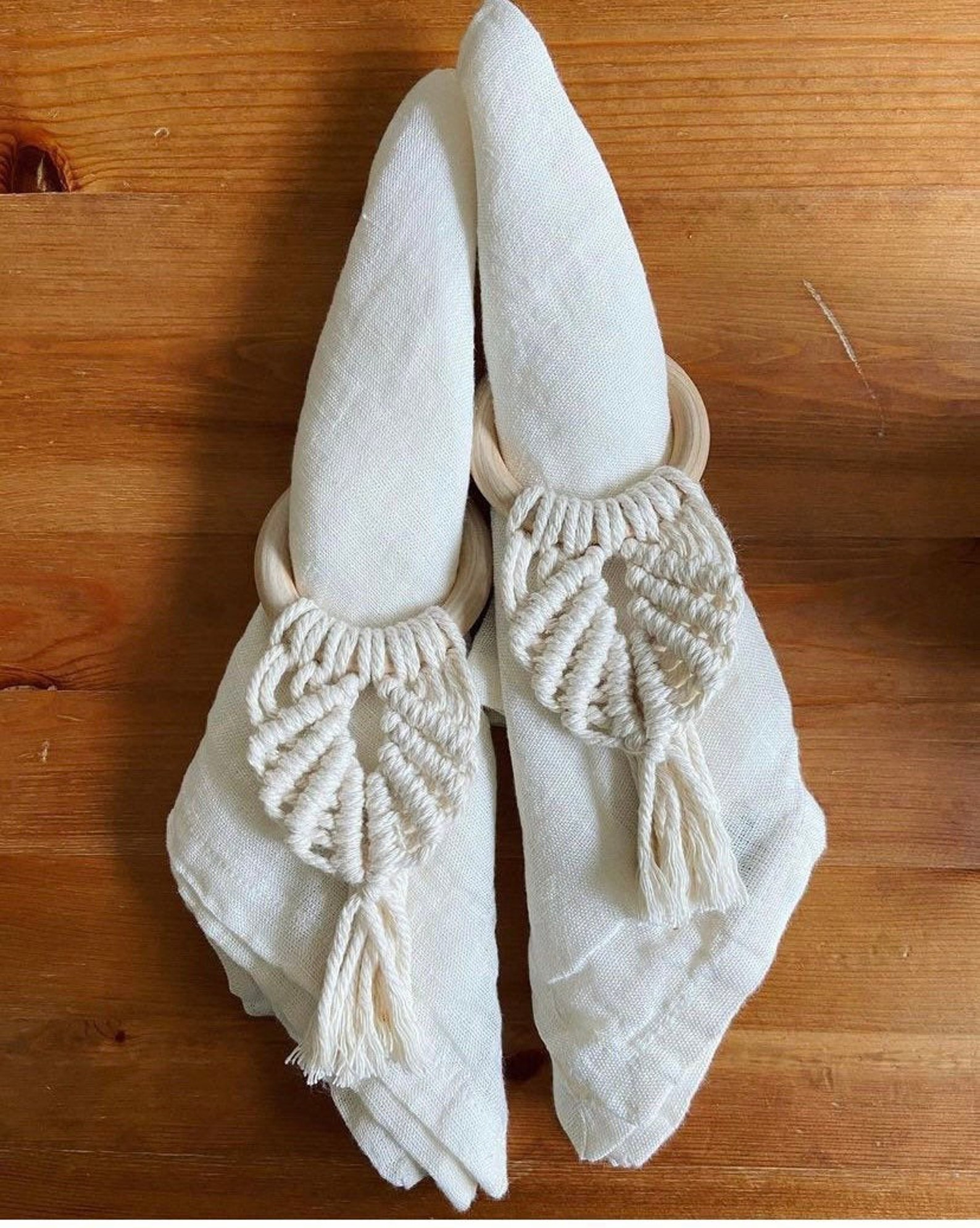 Macramé Seashell Pattern Napkin Rings Boho Napkin Rings Home - Etsy