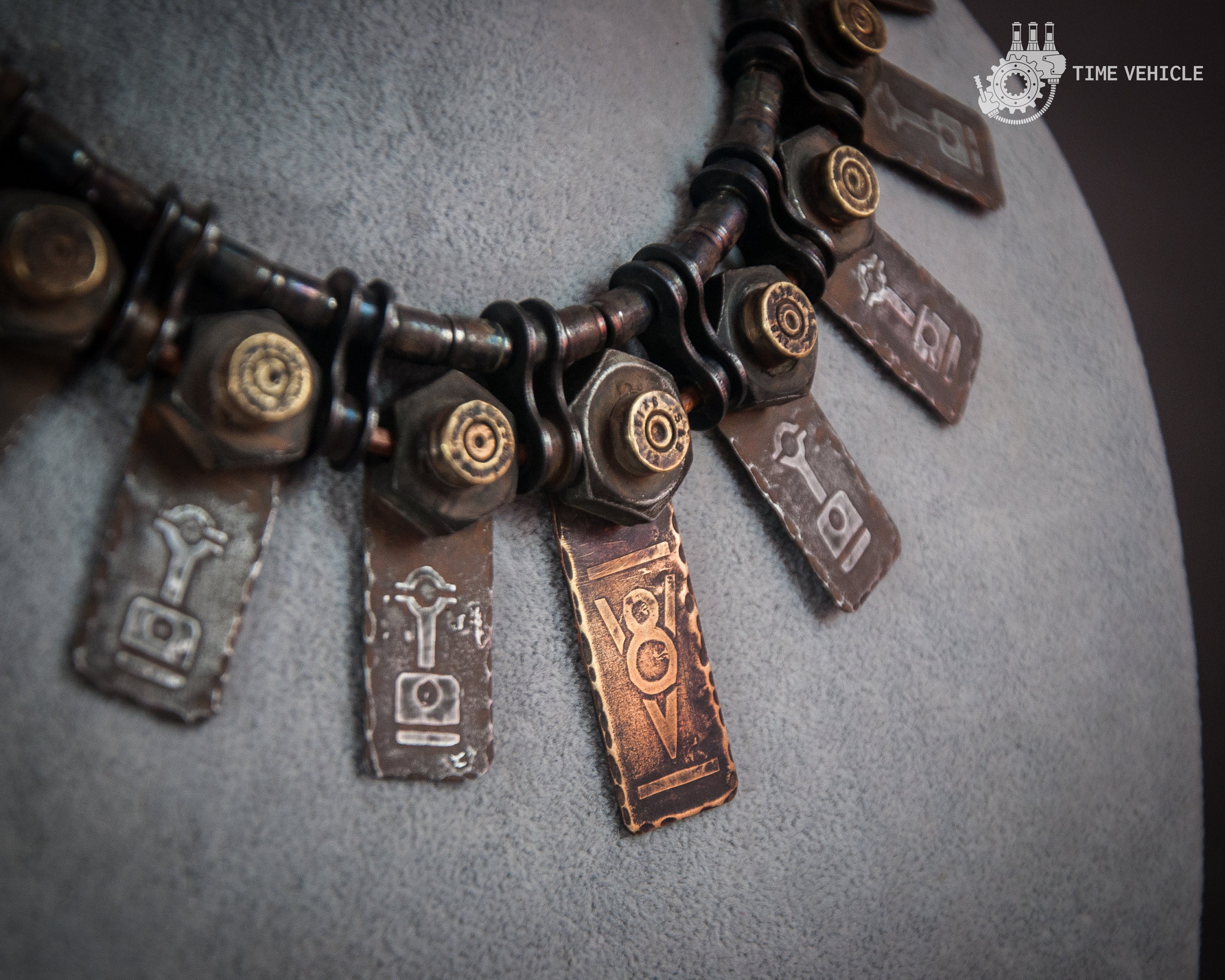 Mad Max Collar V8 Necklace Wasteland Jewerly Bullet Shells Necklace Steel & Brass Necklace Post ...