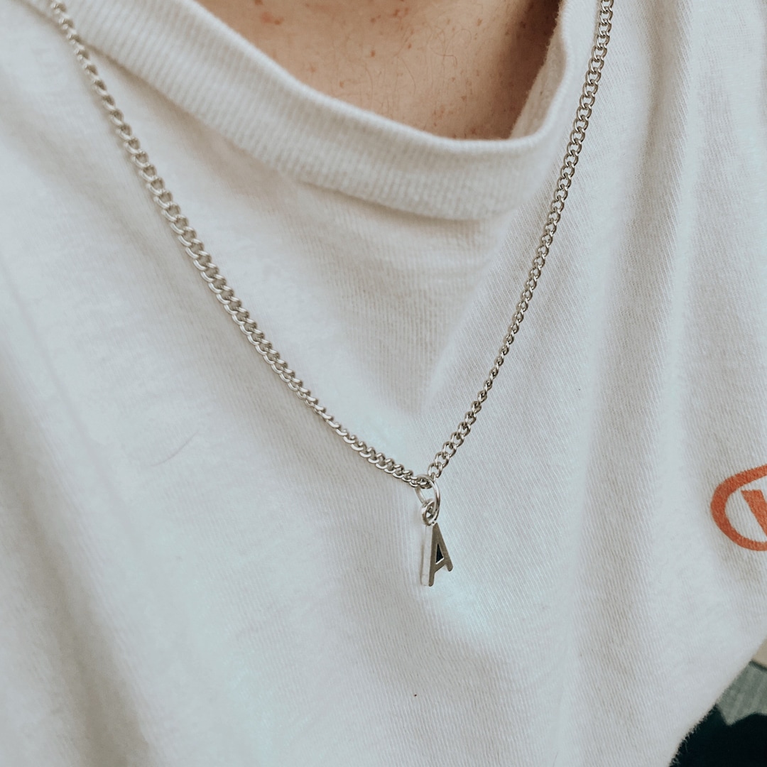 Initial Necklace Unisex Initial Necklace Initial Chain Necklace Letter ...