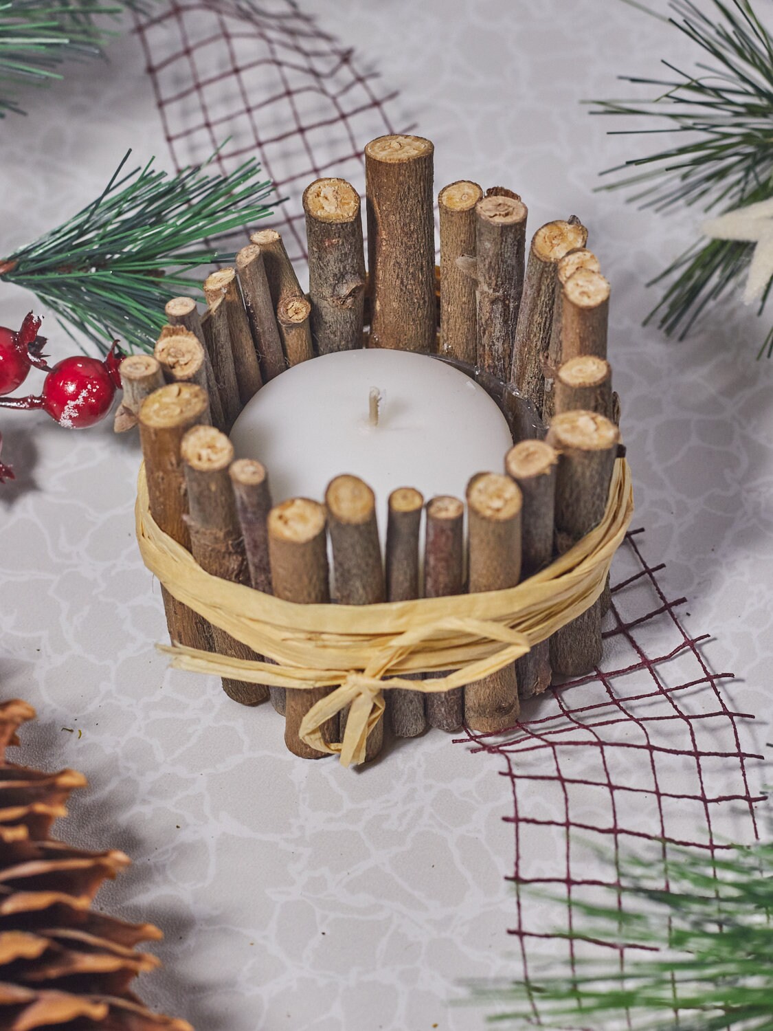 Wooden Candlestick / Stand Made of Wooden Branches - Etsy