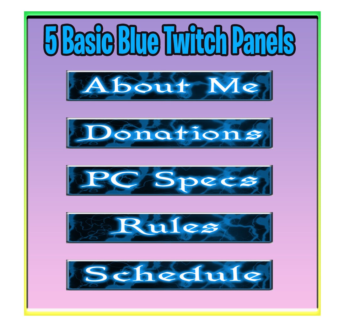 5 Basic Blue Lightning Twitch Panels - Etsy